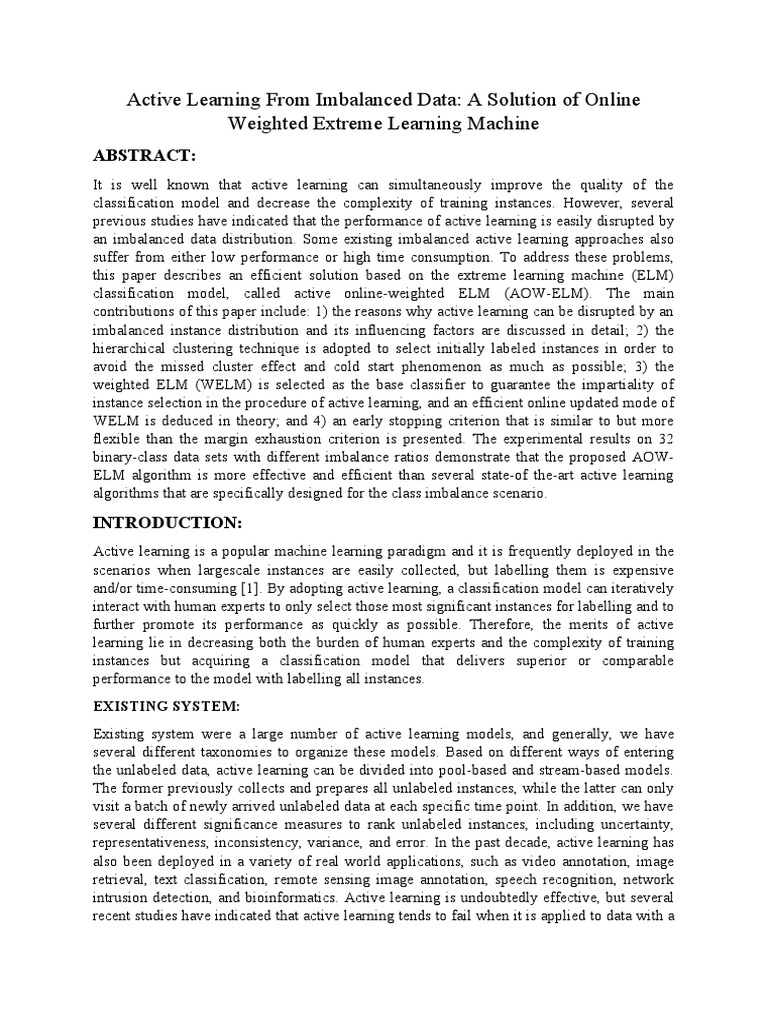 Active Learning From Imbalanced Data | PDF | Statistical Classification | Cluster Analysis