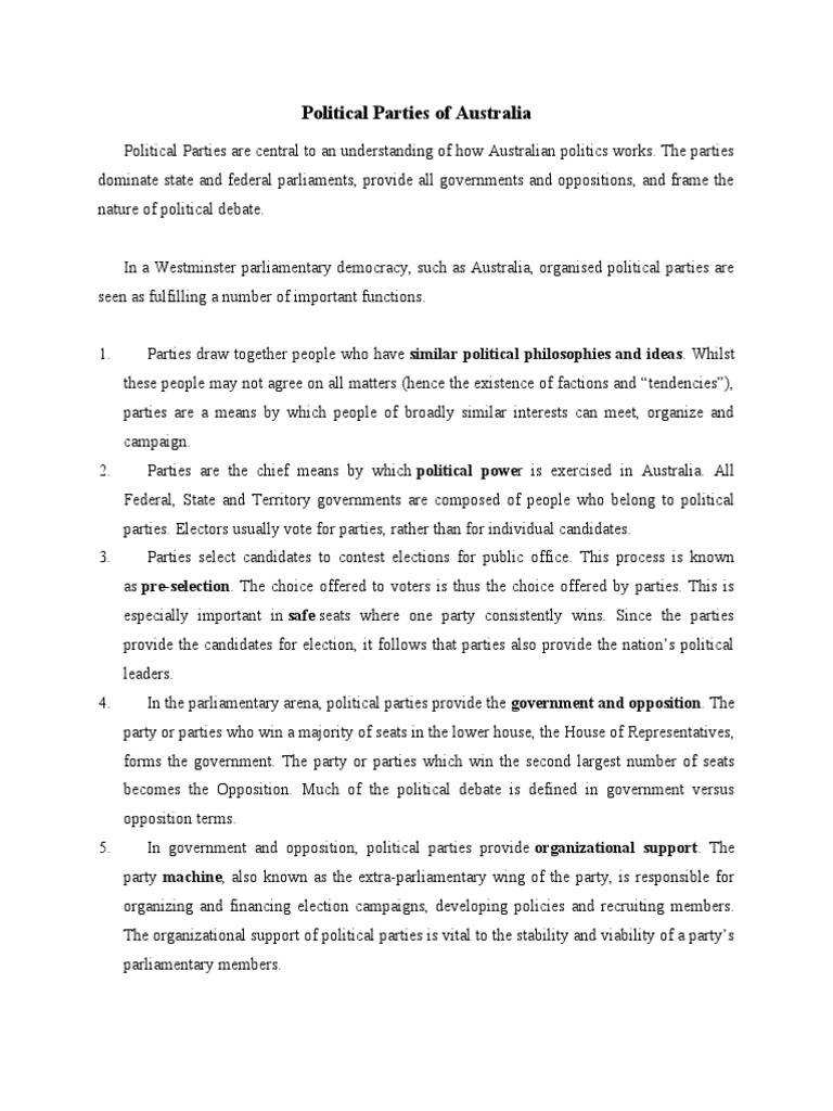 Political Parties of Australia | PDF | Australian Labor Party | Elections