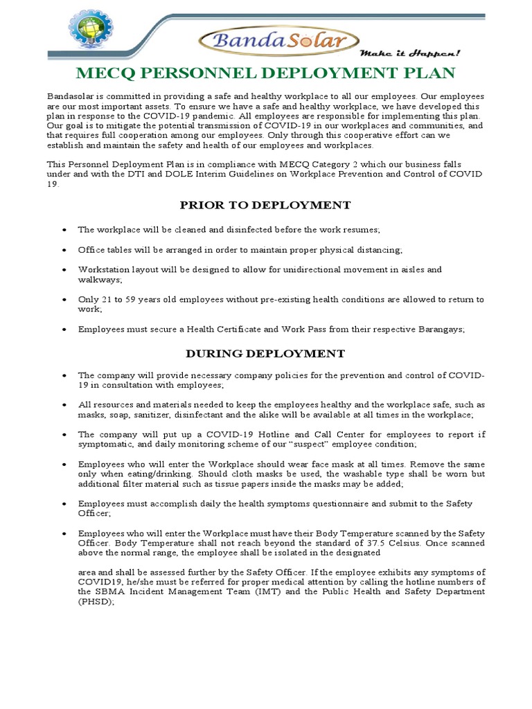 Personnel Deployment Plan | Public Health | Health Sciences
