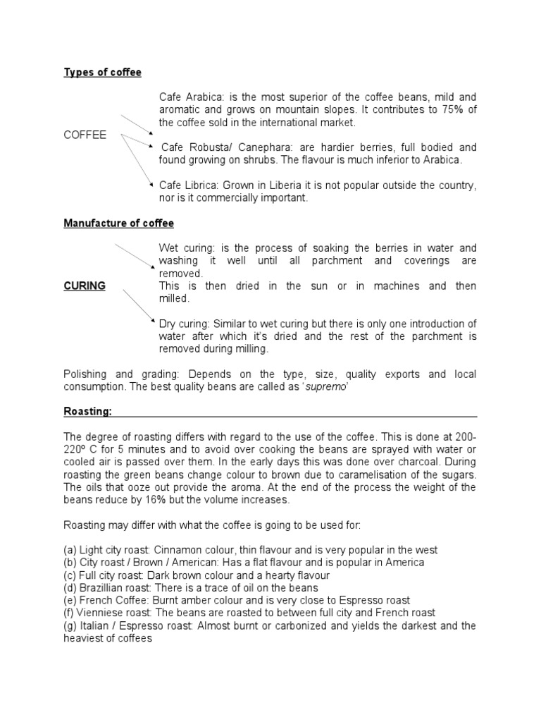 Types of Coffee | PDF | Coffee | Foods