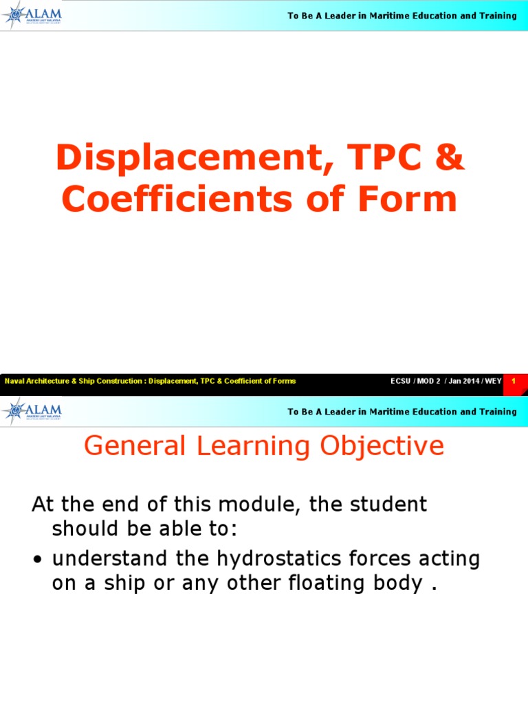2 Displ TPC & Coef of Forms 2 | PDF | Buoyancy | Ships
