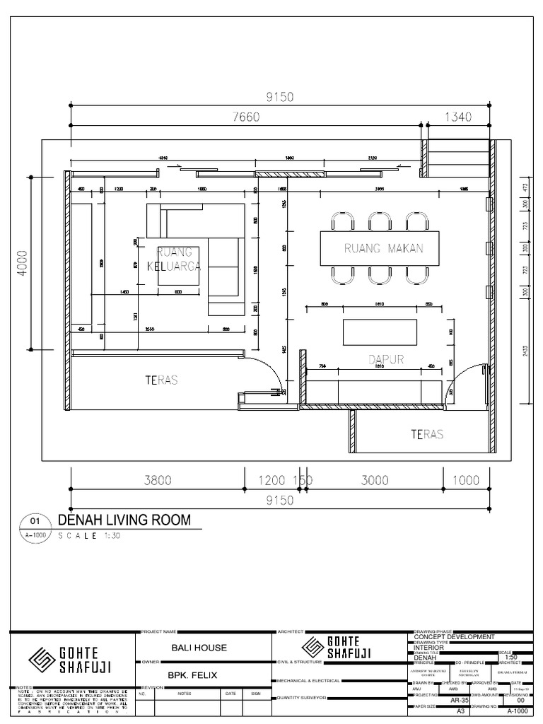 Concept Development Interior Denah: Project Name Architect Drawing Type ...