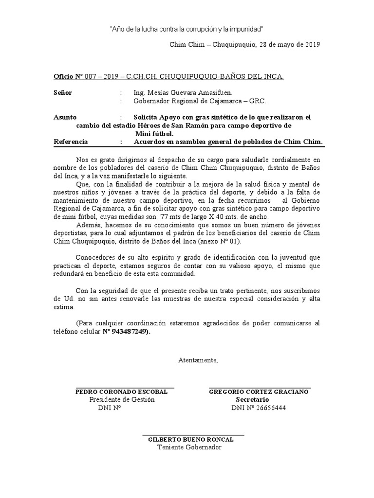 Oficio Al Gobierno Regional | PDF | Gobierno | Violencia