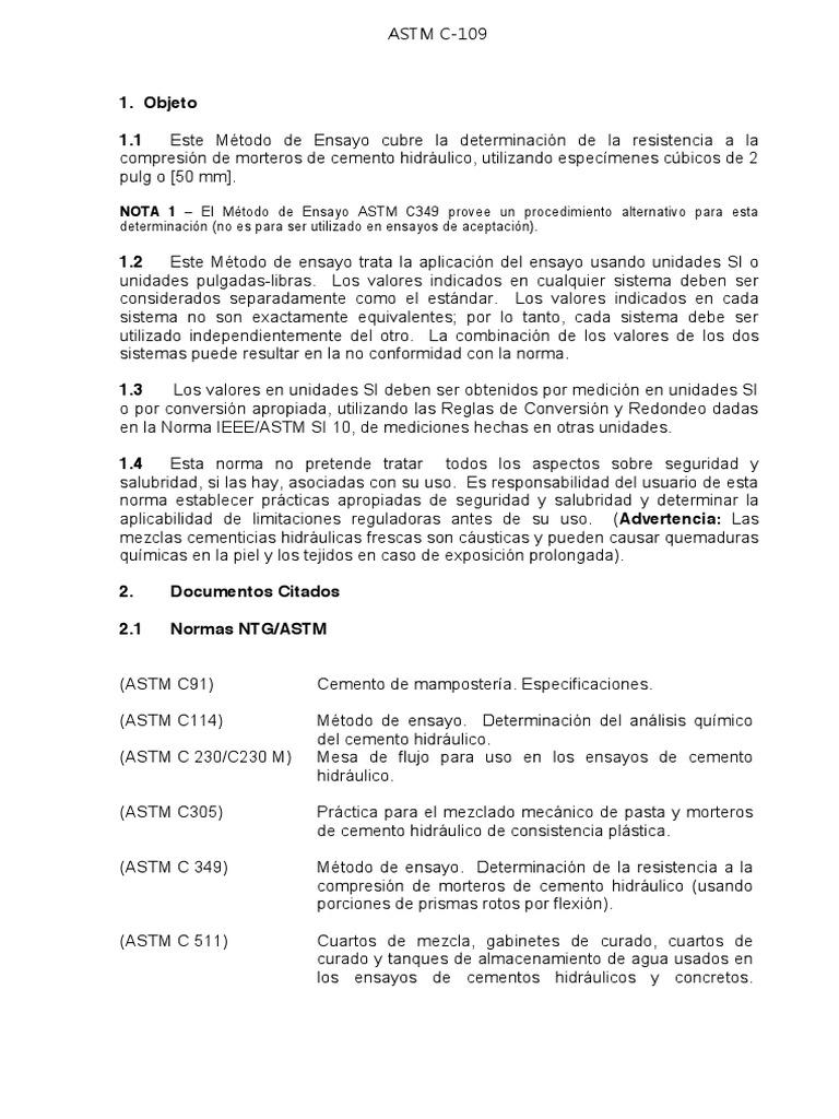 Resistencia a Compresión ASTM C109 | PDF | Cemento | Hormigón