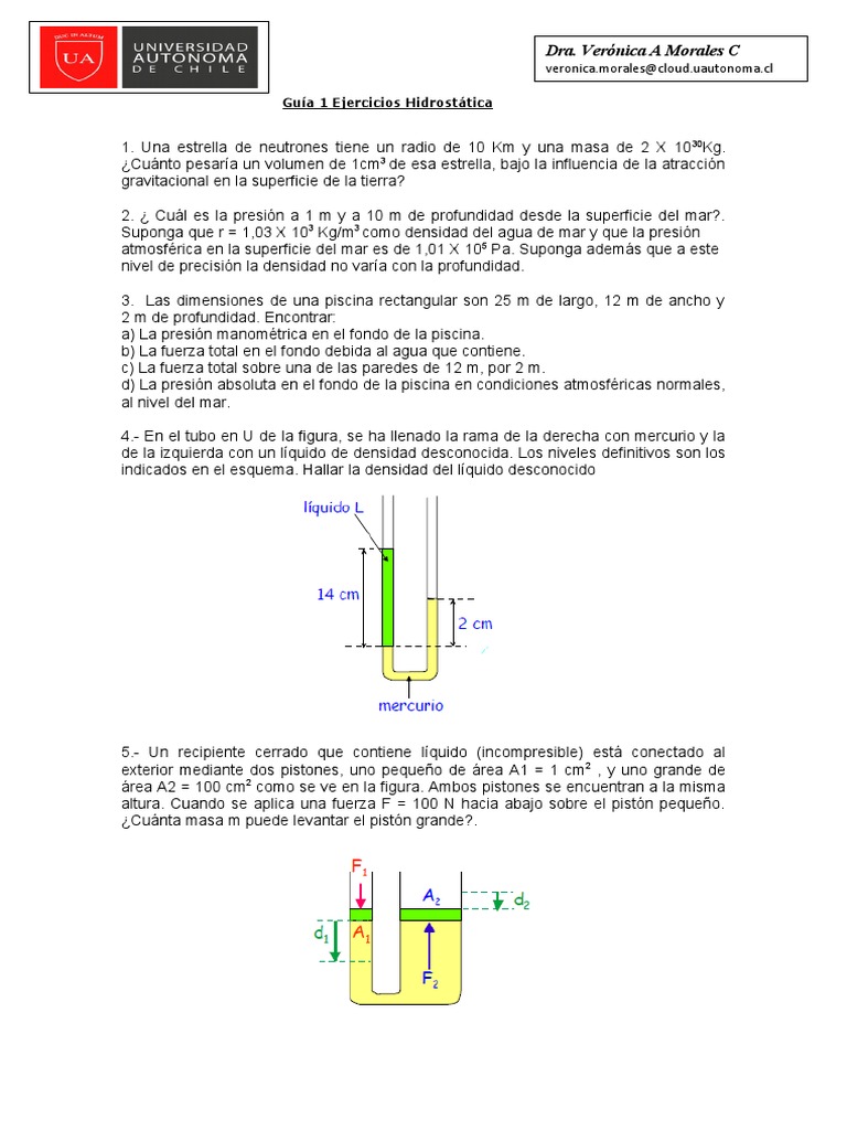 Ejercicios de Hidrostática y Presión | PDF | Presión | Densidad