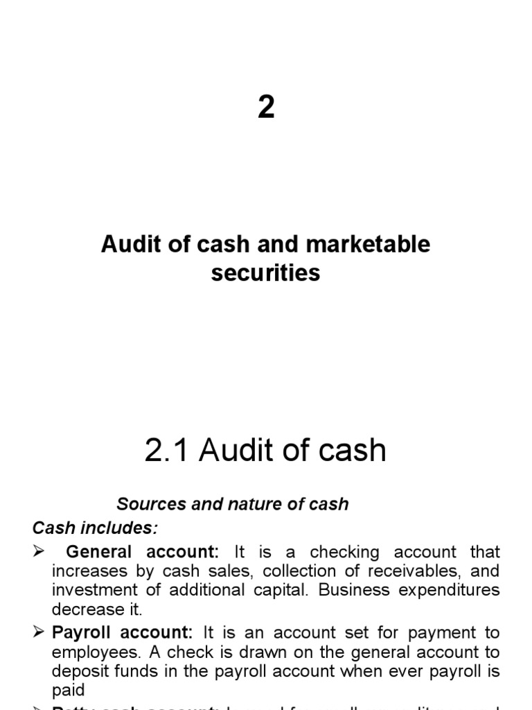 Audit of Cash and Marketable Securities | PDF | Cheque | Receipt