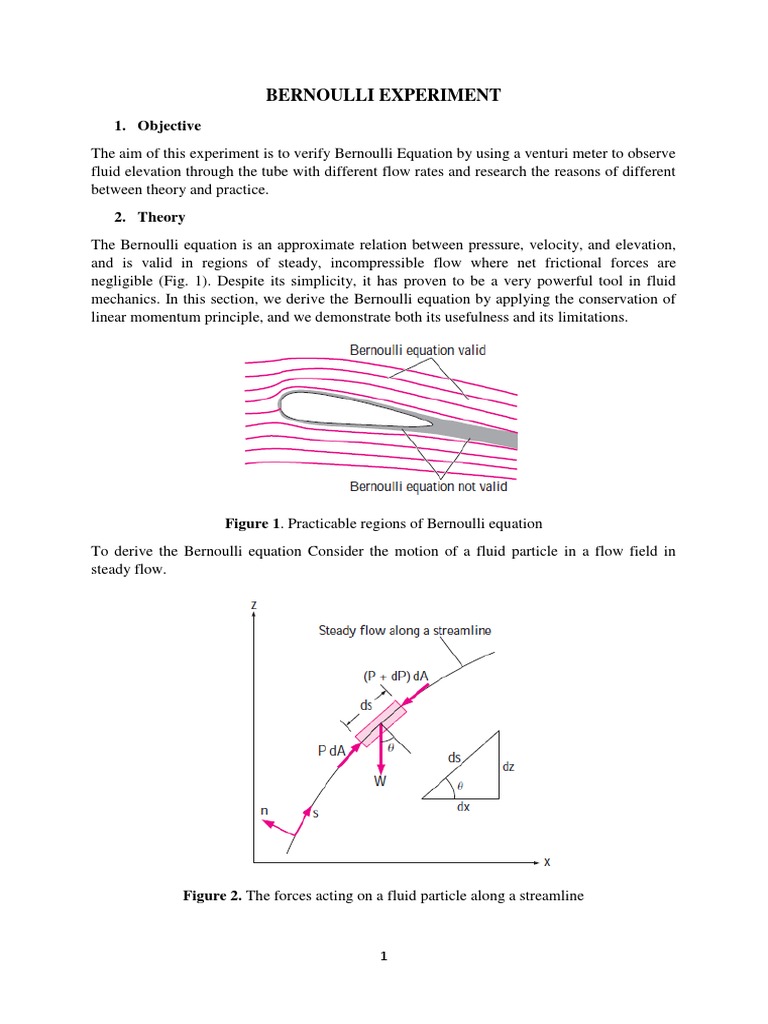 Bernoulli Experiment Pdf Pdf Fluid Dynamics Pressure