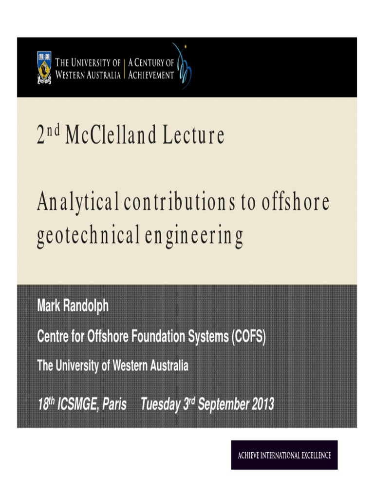 Randolph - McClelland Lecture - Powerpoint Slides PDF | PDF | Friction | Geotechnical Engineering