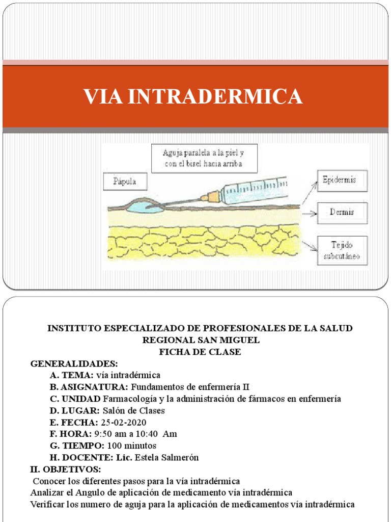 Via Intradermica 2020 | PDF | Inyección (medicina) | Medicamentos con ...