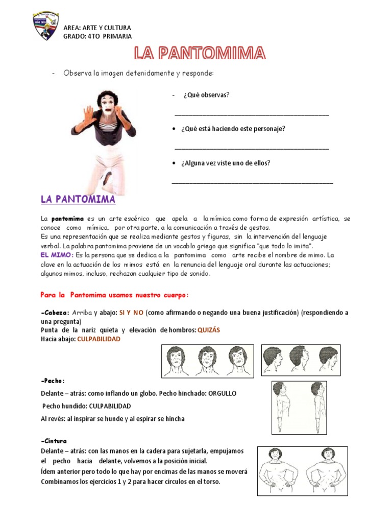 Pantomima: Arte y Ejemplos para Niños | PDF