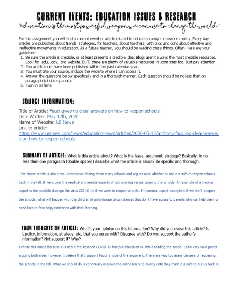 Current Event | PDF | Teachers | Educational Technology