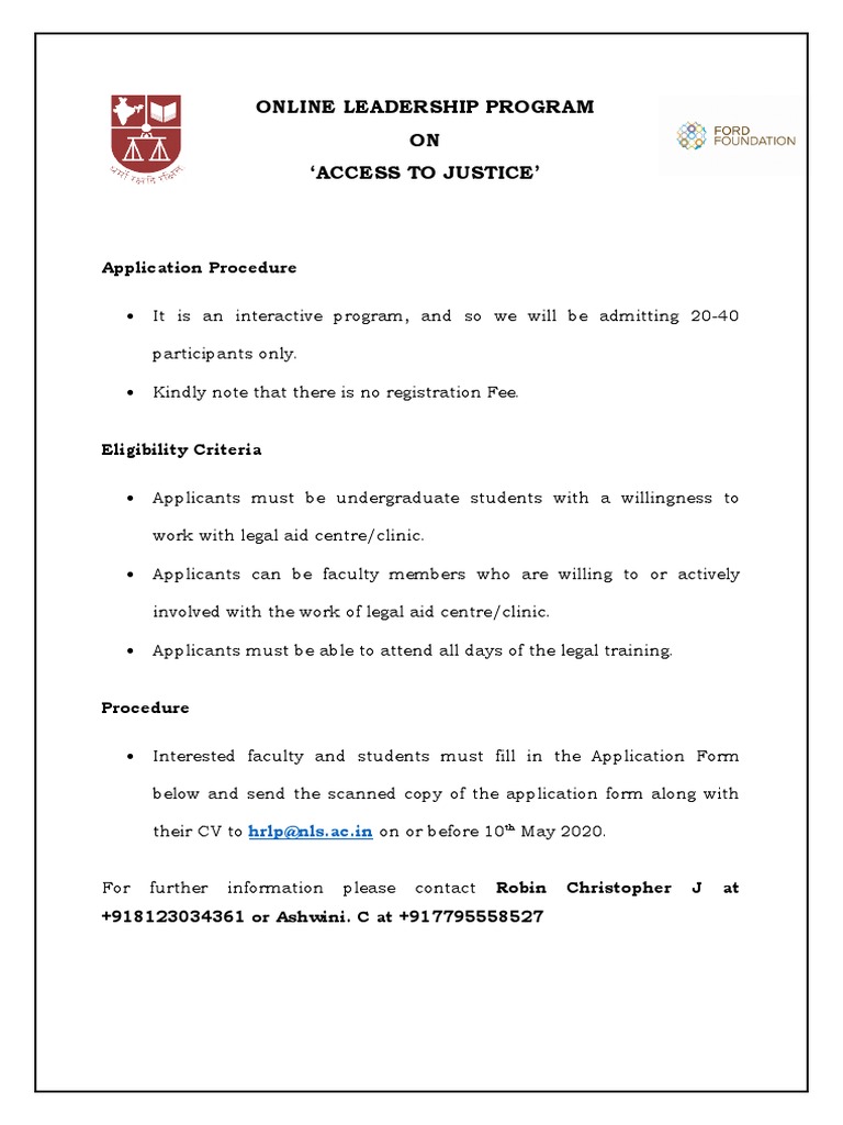 Application Form - OLP NLSIU 1 | PDF