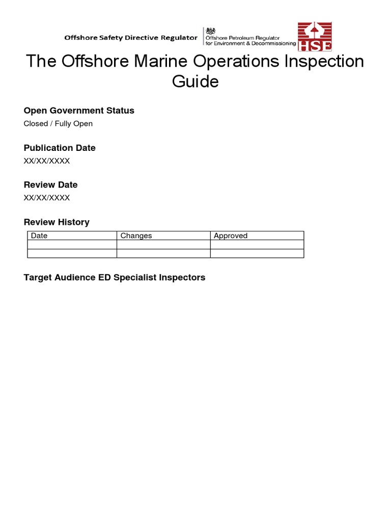 The Offshore Marine Operations Inspection Guide: Open Government Status ...