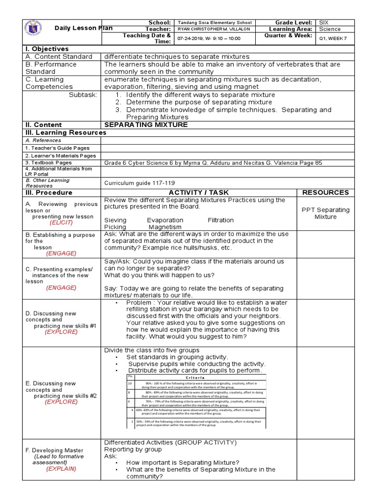 I. Objectives: Daily Lesson Plan | PDF | Lesson Plan | Creativity