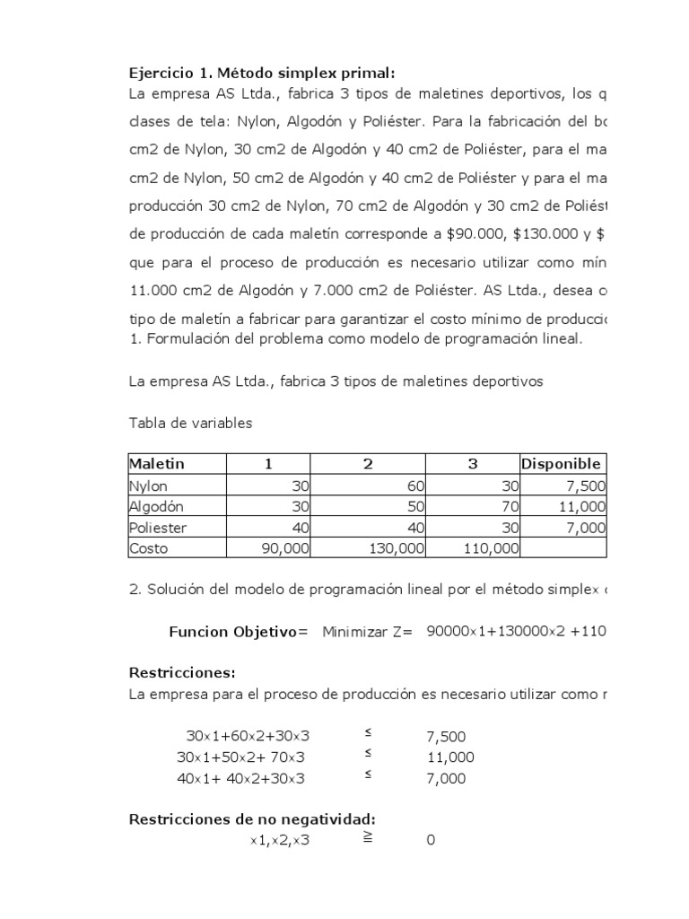 Ejercicio 2 Metodo Simplex Dual | PDF | Programación lineal | Ciencia computacional