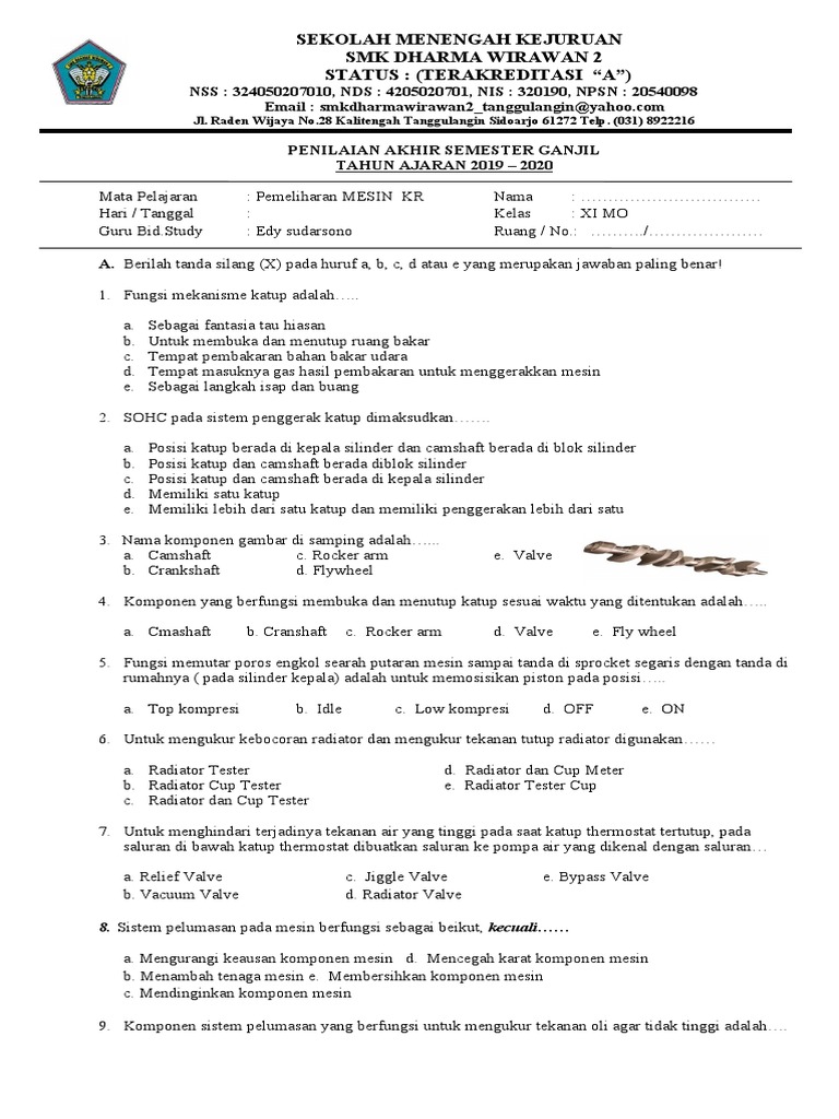 Soal Akhir Semester Mesin KR | PDF | Teknologi & Rekayasa