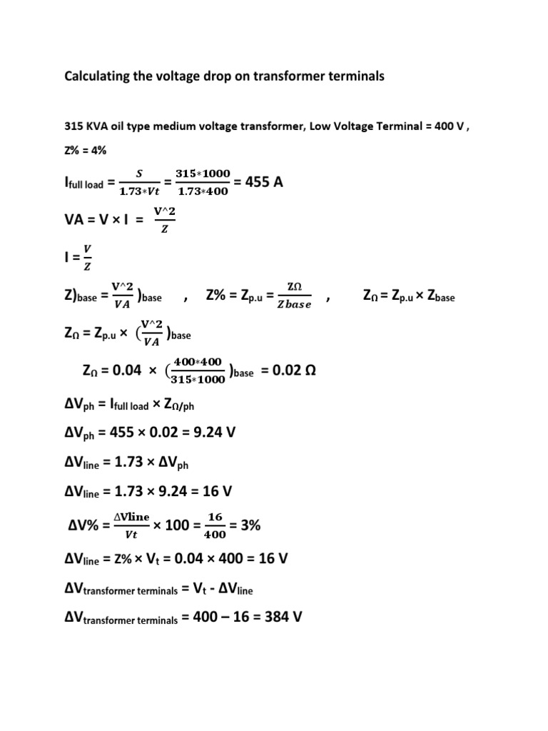 Voltage Drop Formula
