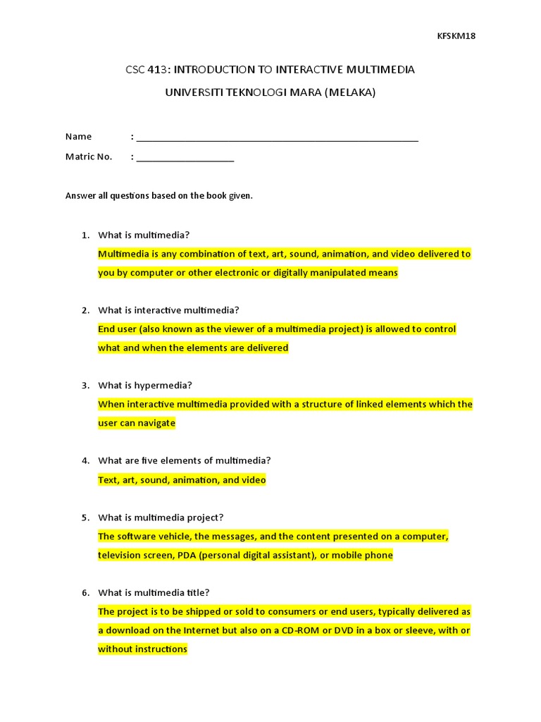 CSC 413: Introduction To Interactive Multimedia Universiti Teknologi ...