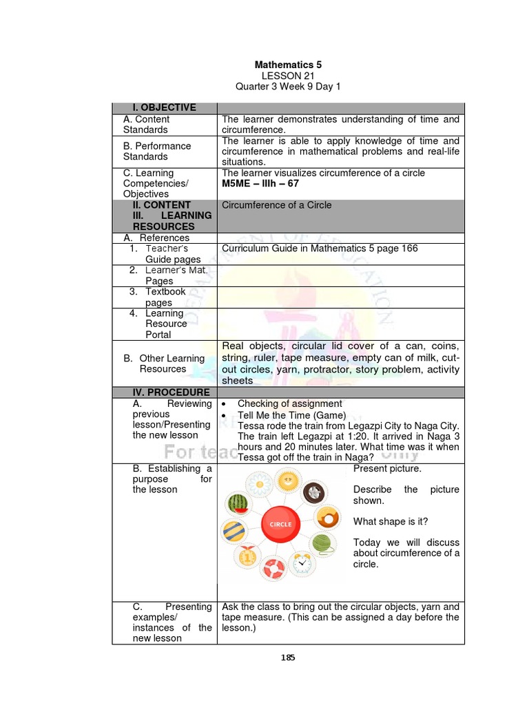 Mathematics 5-Q3-w9 PDF | PDF | Pi | Circle