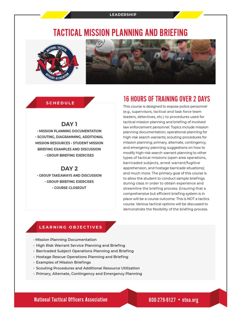 Tactical Mission Planning and Briefing: 16 Hours of Training Over 2 ...