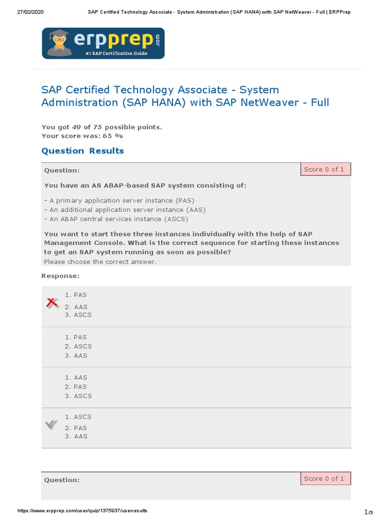 SAP Certified Technology Associate - System Administration (SAP HANA ...