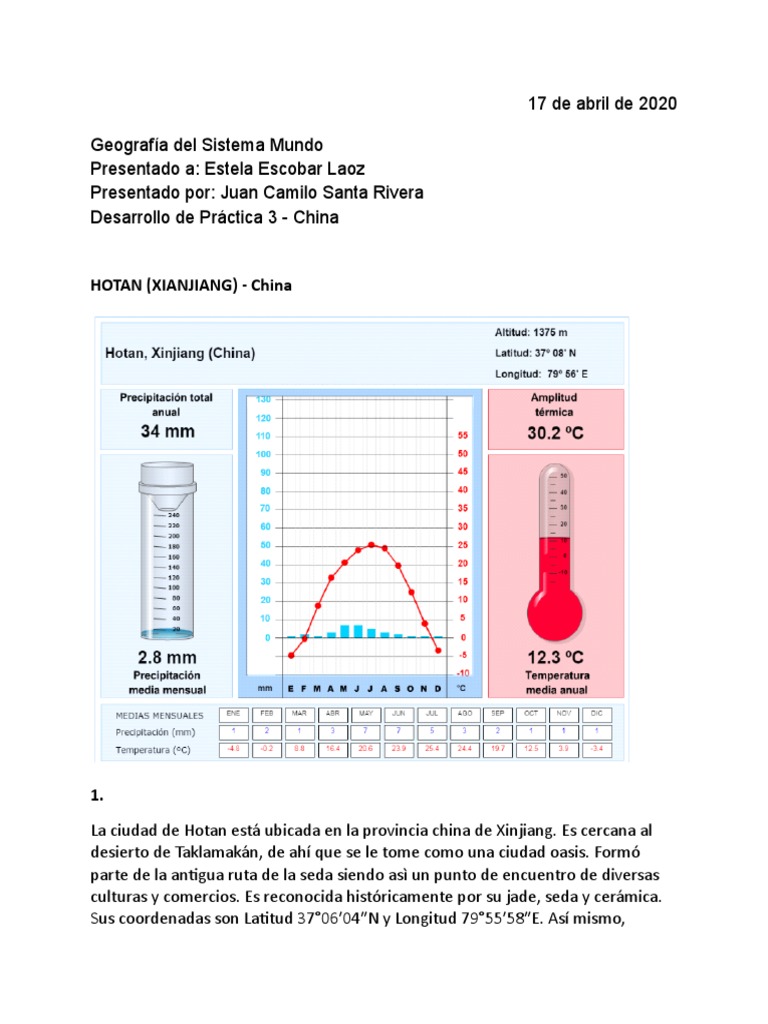 Climas de Hotan, Guangzhou y Yingkou | PDF | Clima | Cielo
