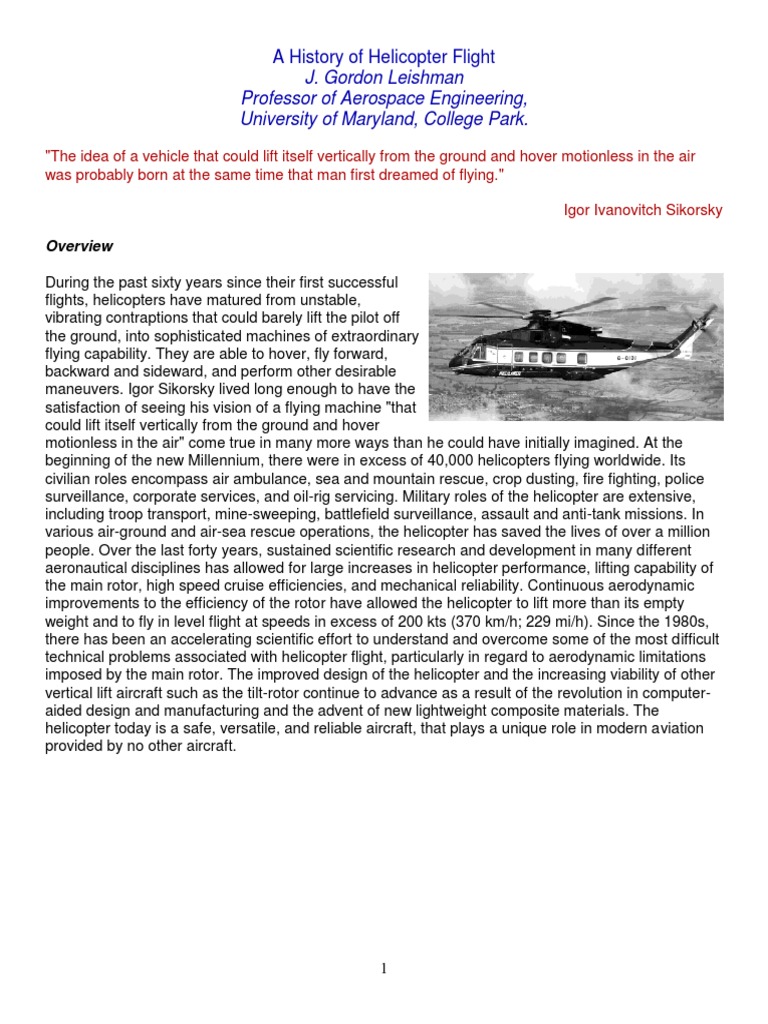 J. Gordon Leishman Professor of Aerospace Engineering, University of ...