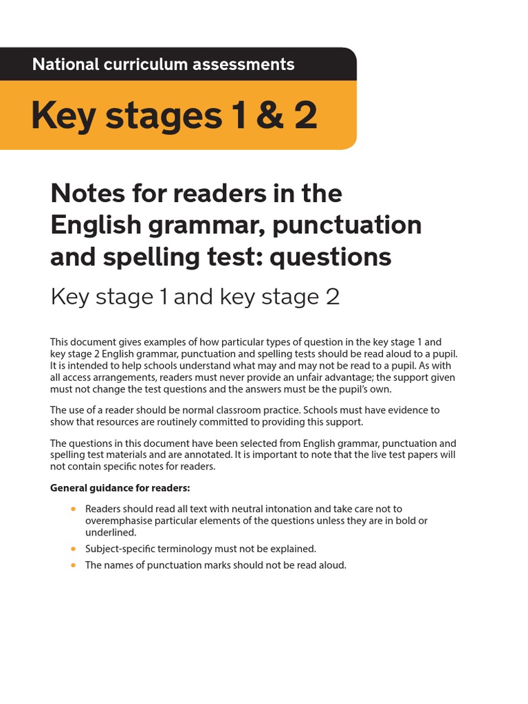 Key Stages 1 & 2: Notes For Readers in The English Grammar, Punctuation ...