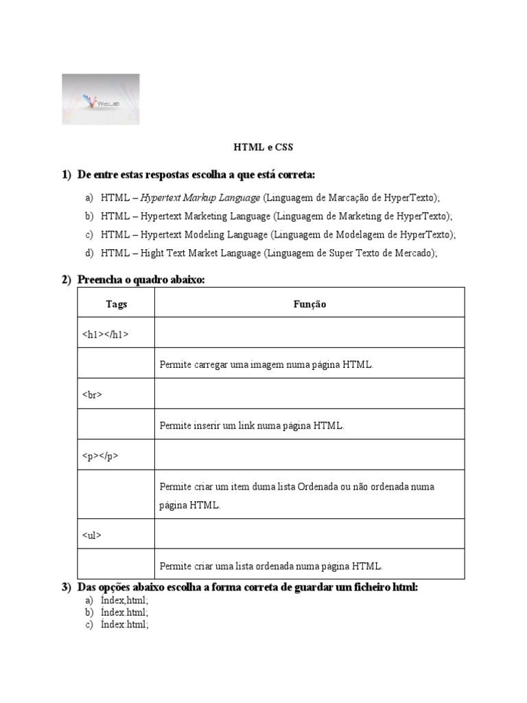 Teste - HTML e CSS | PDF