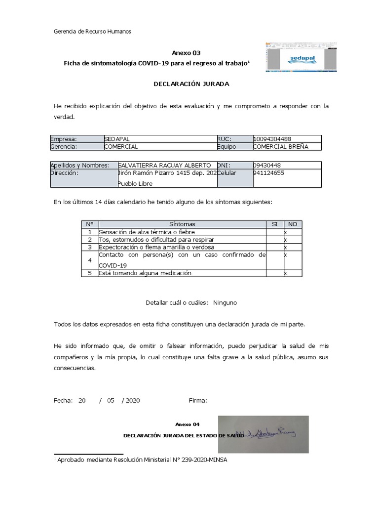 Anexo 3 y Anexo 4 | PDF | Condicion cronica | Derecho penal