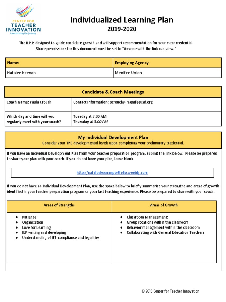 Keenan Natalee 19-20 Individualized Learning Plan Ilp Final 1 | PDF ...