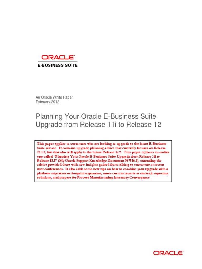 Planning Your Oracle E-Business Suite Upgrade From Release 11i To Release 12 | PDF | Application ...