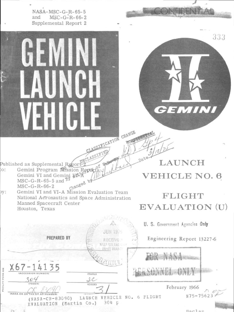 Launch Vehicle No. 6 Flight Evaluationx | PDF | Project Gemini | Space ...