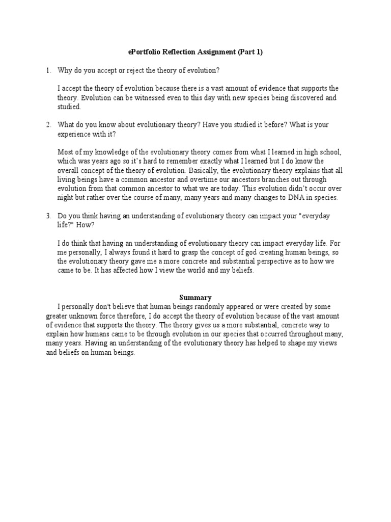 Eportfolio Reflection Assignment | PDF