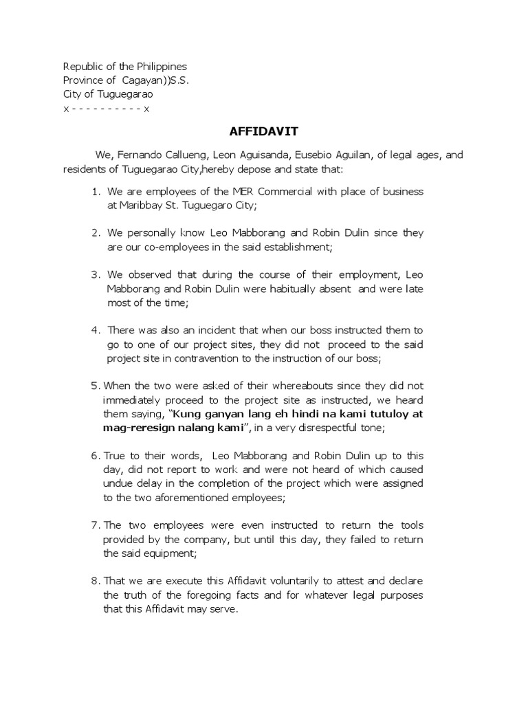 Affidavit of Employee Misconduct | PDF | Career & Growth | Business