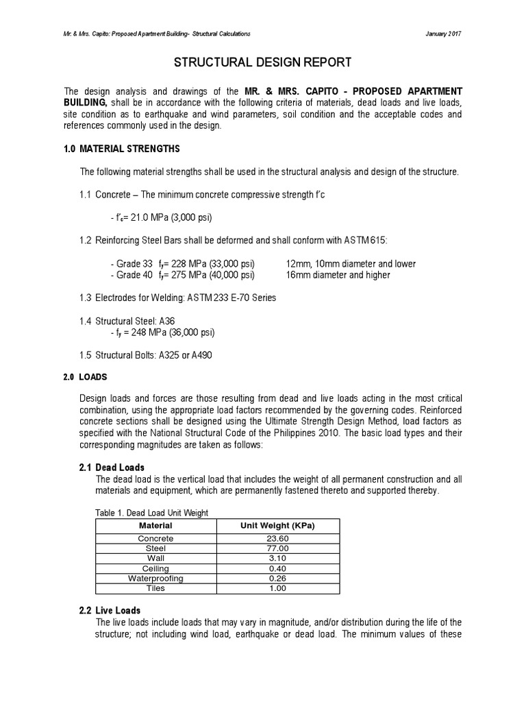 Sample Structural Analysis | PDF | Structural Load | Strength Of Materials