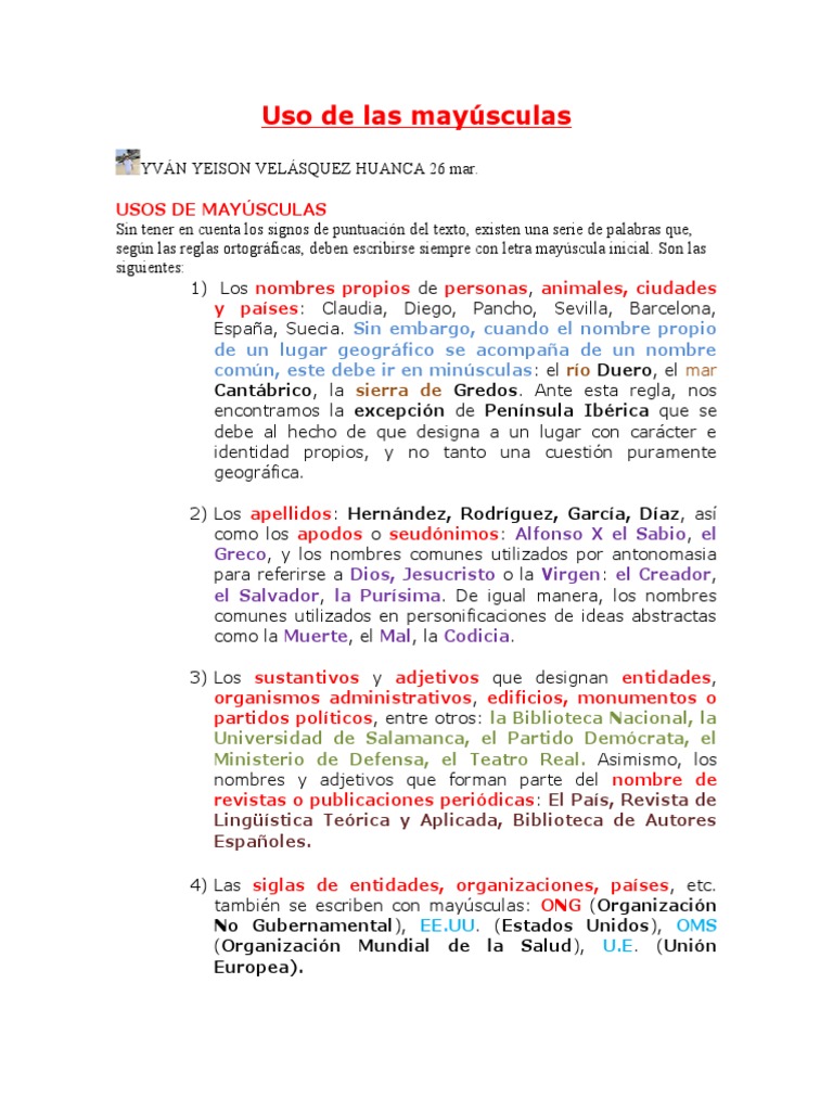 Uso de Las Mayúsculas STEVEN | PDF