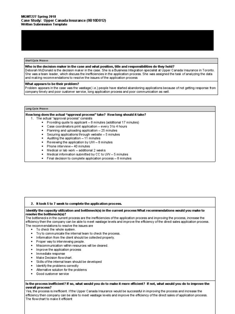 Upper Canada Insurance Case Written Submission Template | PDF | Sales ...
