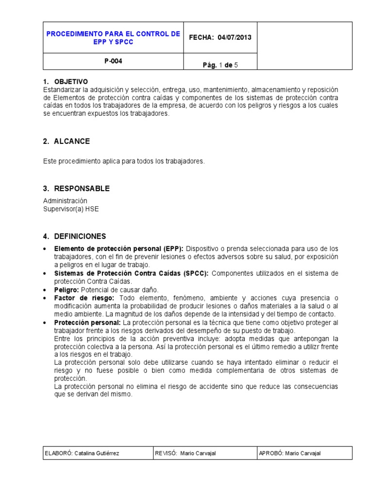 Control de EPP y SPCC en Alturas | PDF | Riesgo | Business