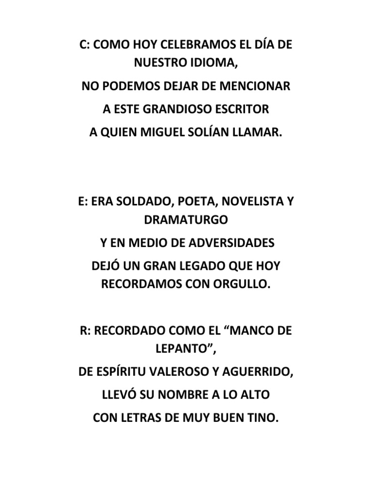 Acrostico Dia Del Idioma 2016 | PDF