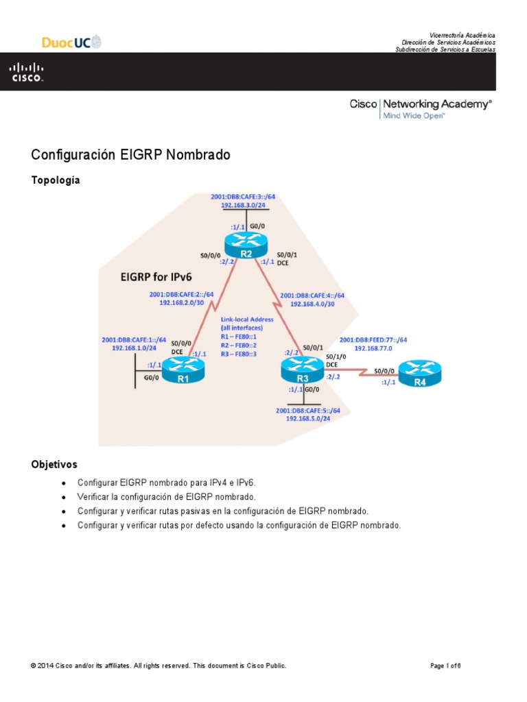 02 Act Configuración EIGRP IPv4 IPv6 Clasico Nombrado | PDF | Yo Pv6 | Dirección IP