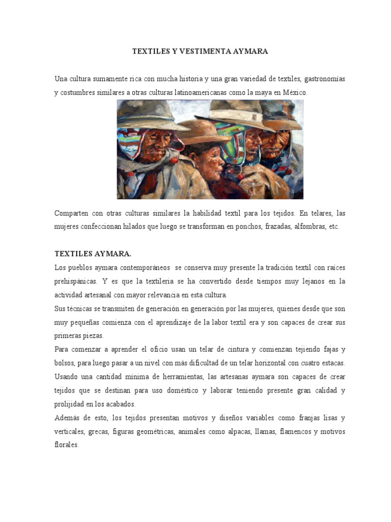 Vestimenta Aymara | PDF | Ropa | Textiles