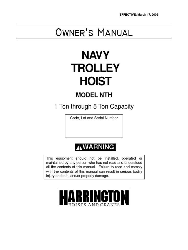 GNTH Trolley M | PDF | Safety | Crane (Machine)