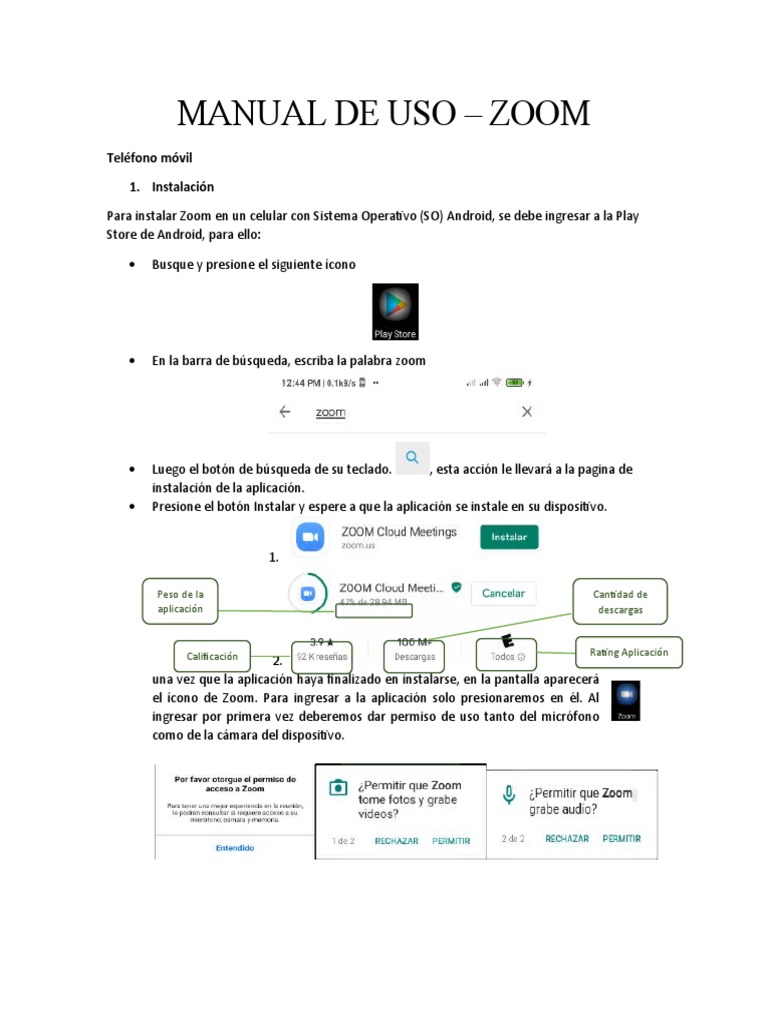 Manual de Uso Zoom | PDF | Aplicación movil | Android (sistema operativo)