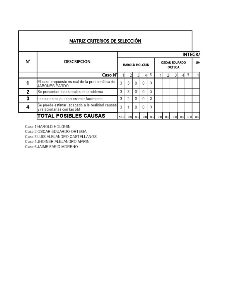 Matriz de Criterios de Seleccion | PDF