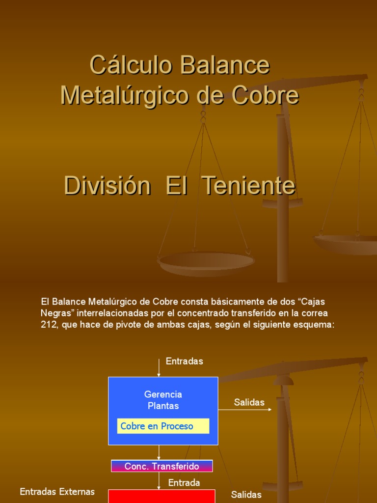 Cálculo Balance Metalúrgico | Descargar gratis PDF | Cobre | Metalurgia