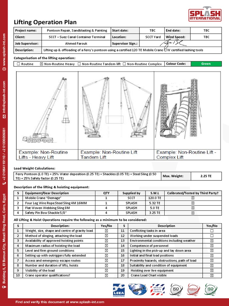 Mobile Crane Lifting Operation Plan | PDF | Crane (Machine ...