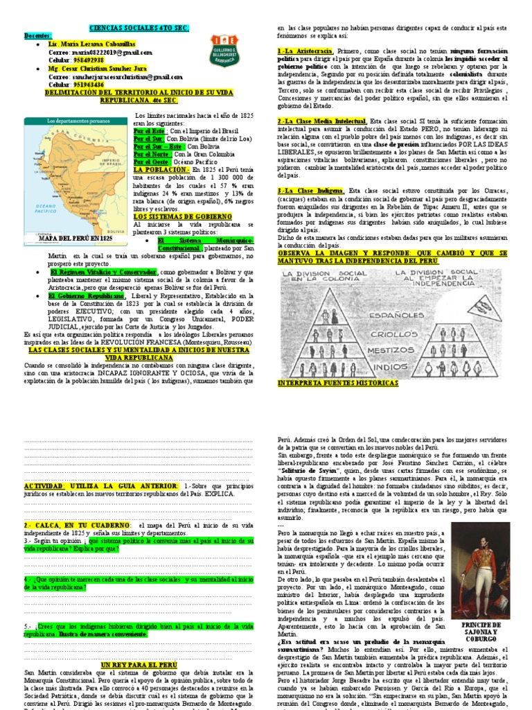 Inicios de la República del Perú en 1825 | PDF | Perú | República