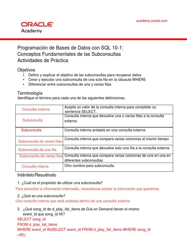 DP 10 1 Practice Esp | PDF | SQL | Informática