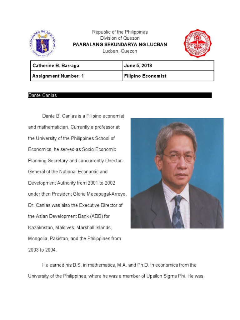 Paaralang Sekundarya NG Lucban: Dante Canlas | PDF | Economies ...